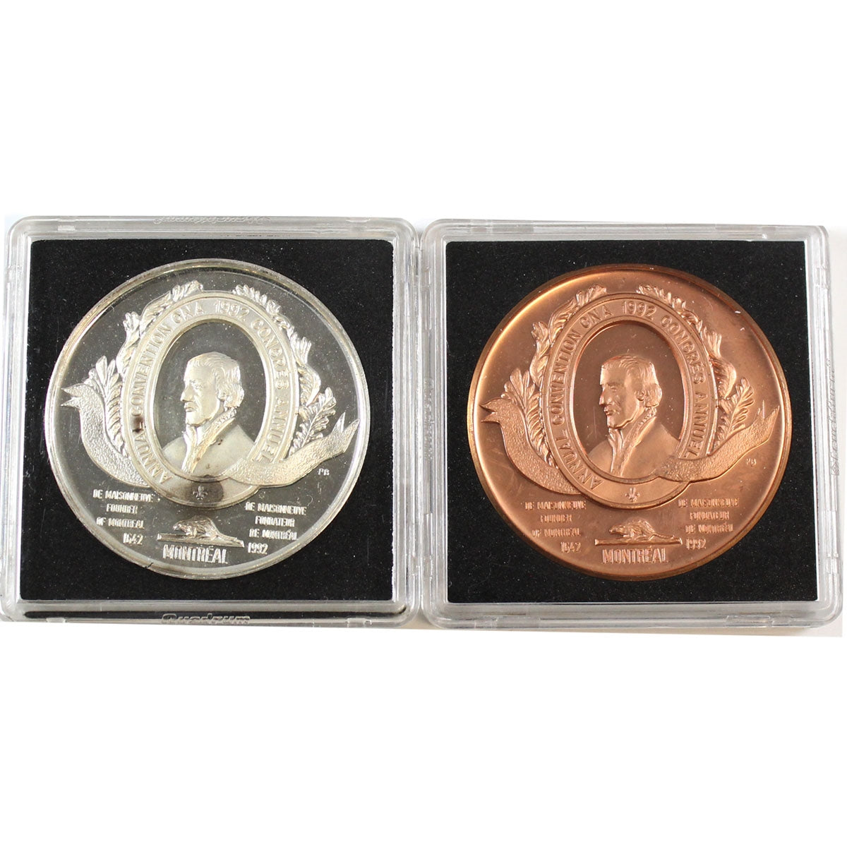 Pair of 1992 CNA Montreal Convention Silver & Copper Medallions (toned ...