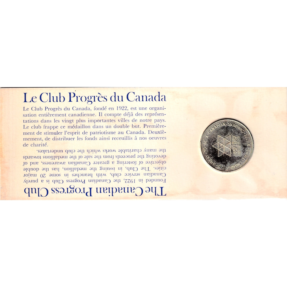 Canadian Progress Club 1967 Centennial Medallion – Colonial Acres Coins