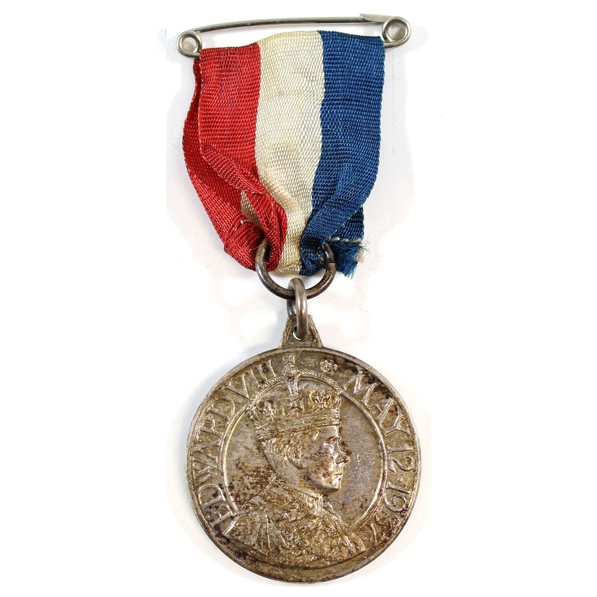 1937 Edward VIII Coronation Medal with Original Ribbon - Silver Colour ...