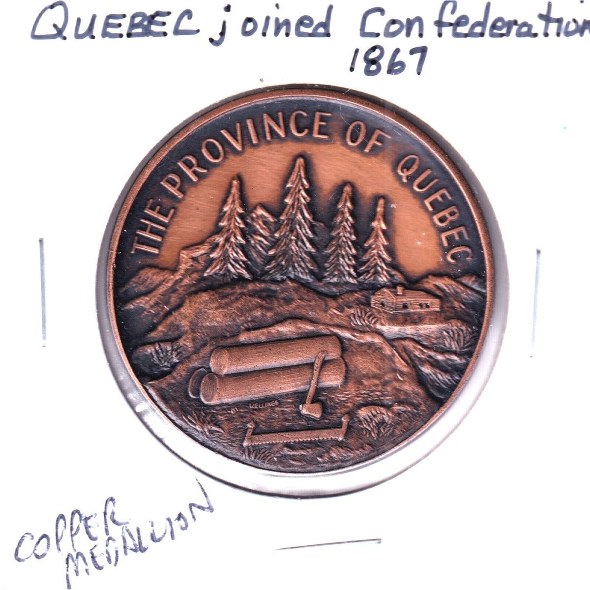 Quebec Joined Confederation in 1867 Commemorative Copper Medallion (Sp ...