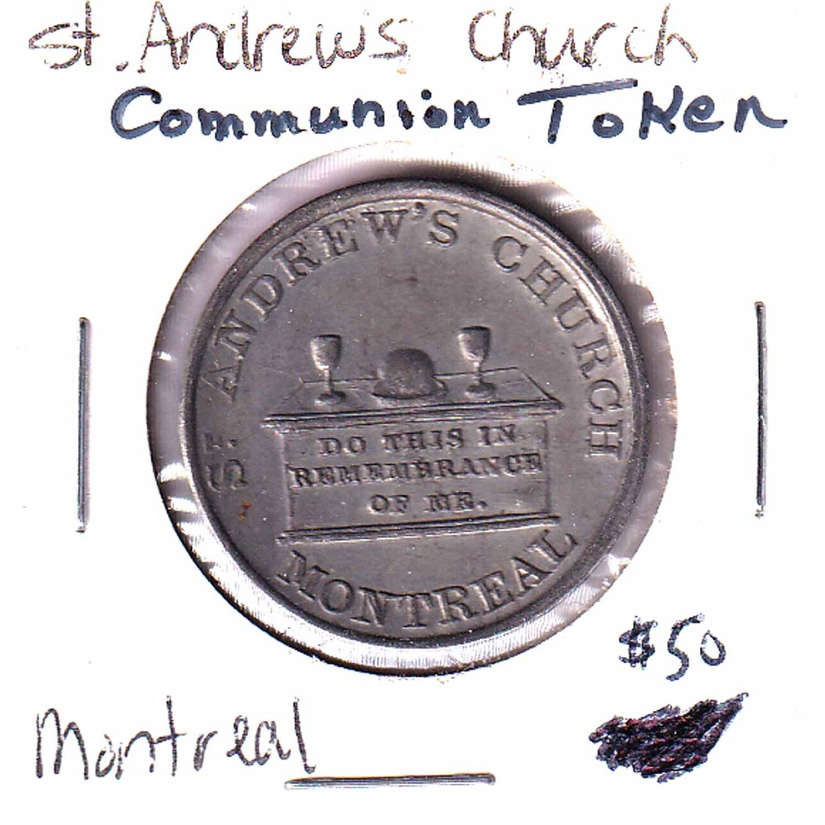 St Andrew's Church Communion Token, Montreal QC – Colonial Acres Coins