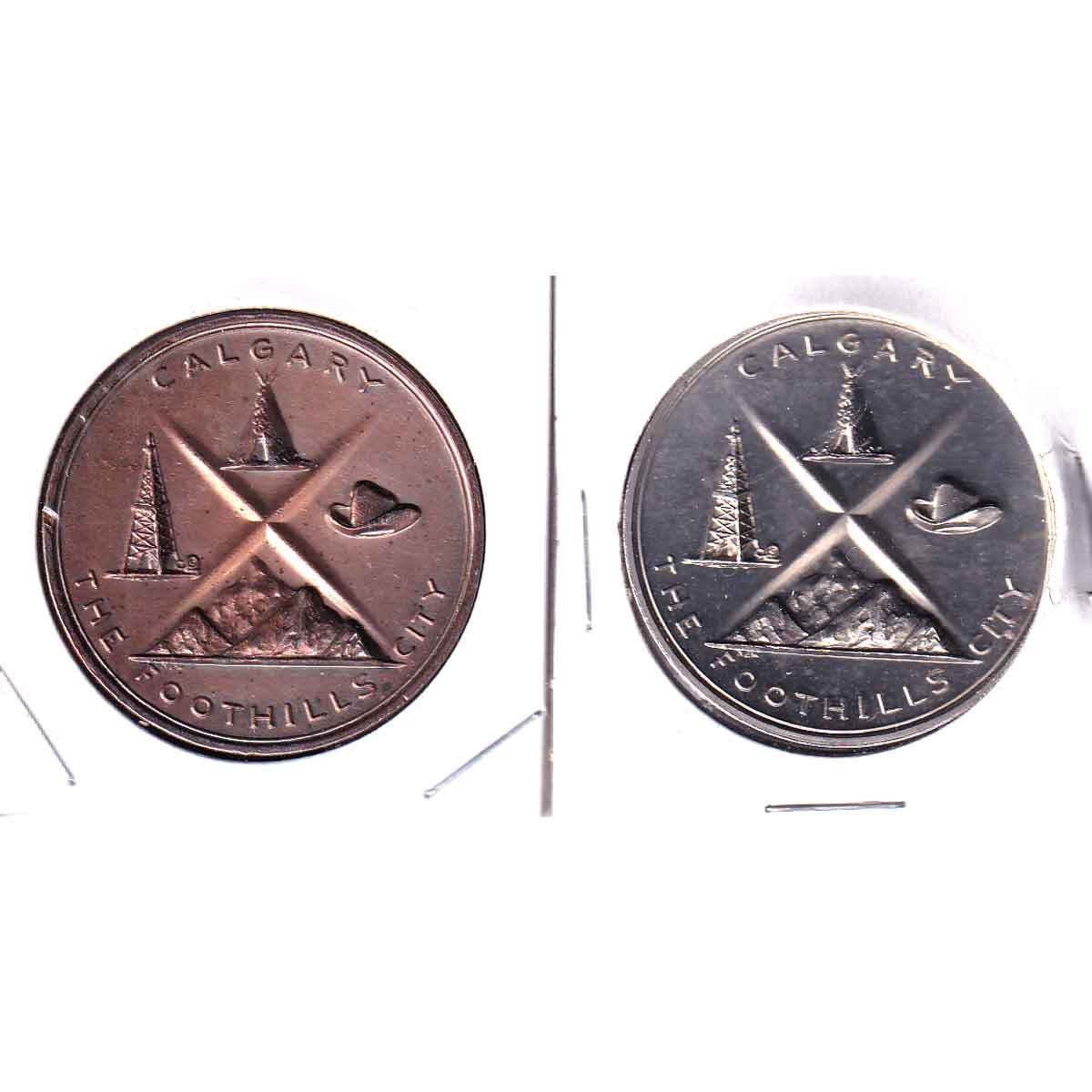 Pair of 1967 Calgary the Foothills City Centennial Medallions. 2pcs ...