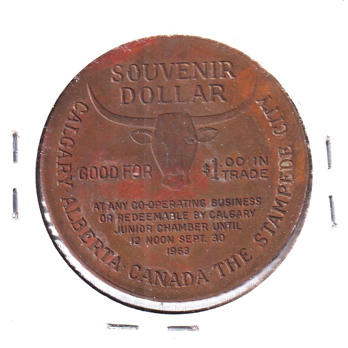 1963 Calgary Stampede Souvenir Dollar Trade Token (Corrosion or Light ...