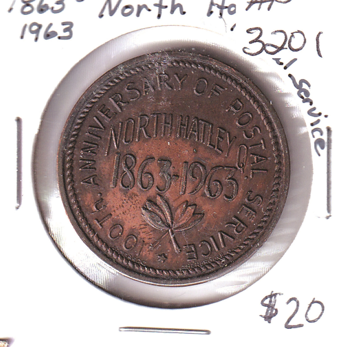 1863-1963 100th Anniversary of North Hatley Postal Service Medallion ...
