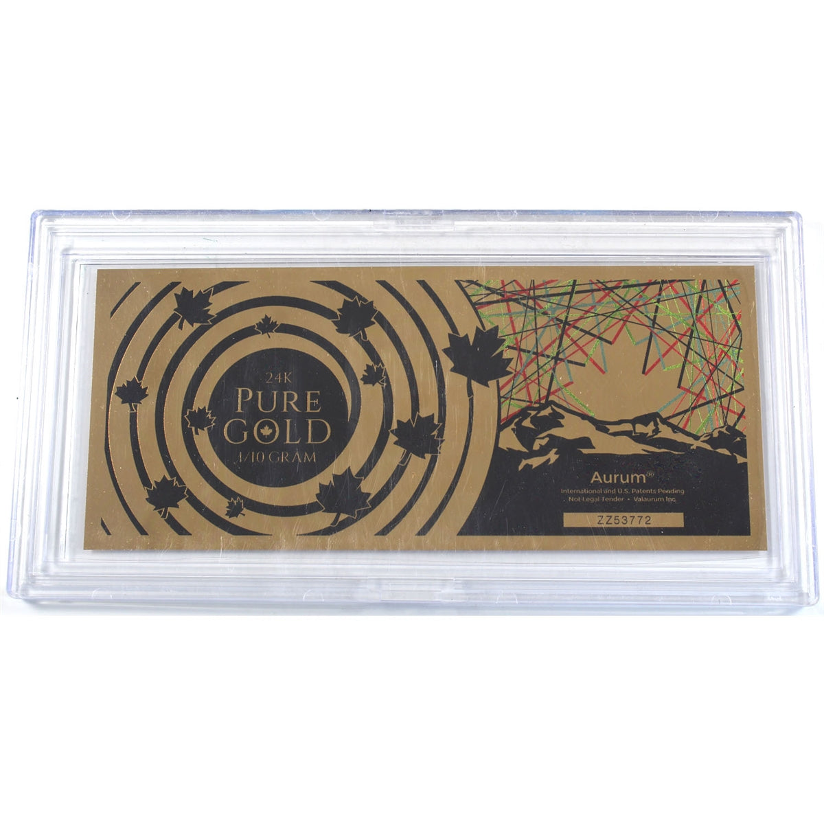 Aurum 1/10g 24K .999 Gold Foil Note (No Tax) – Colonial Acres Coins