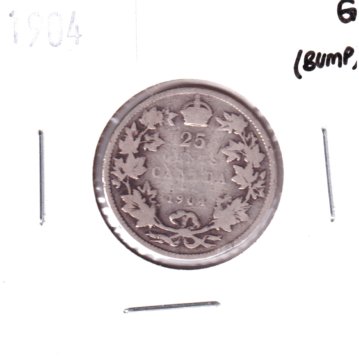 1904 Canada 25-cents Good (G-4) Scratched, Cleaned or Impaired – Colonial Acres Coins