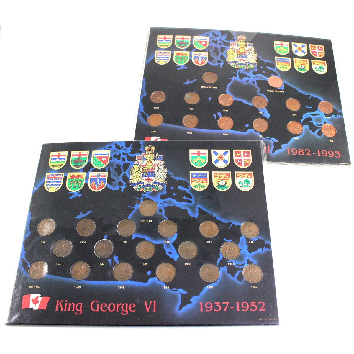 Set of 31x 1937-1952 & 1982-1993 Canada 1-cents in Collector Boards, 3 ...