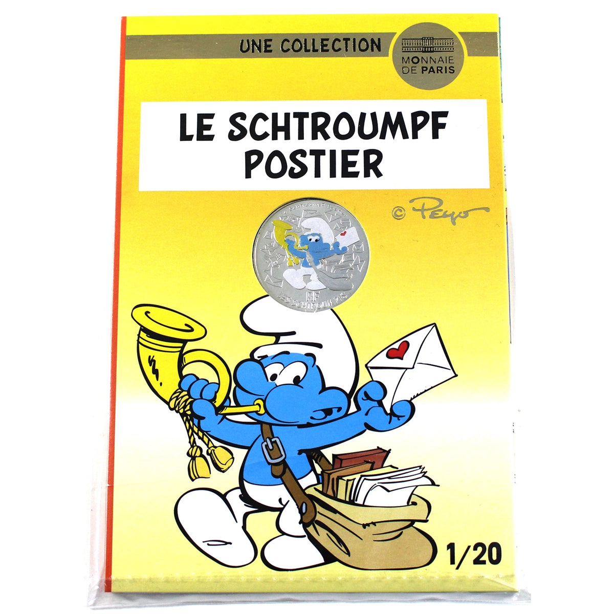 France 2020 10 Euros Postman Smurf .333 Silver Coloured Coin (1/20) Se ...