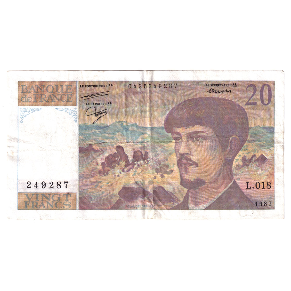 France Pick #151b 1987 20-franc Note, Extra Fine (EF-40) Holes ...