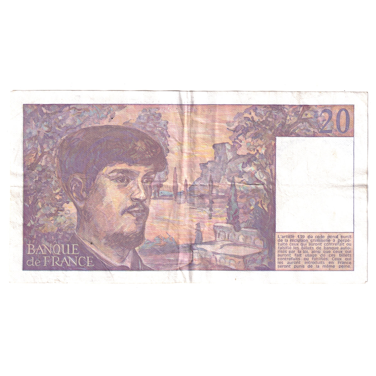 France Pick #151b 1987 20-franc Note, Extra Fine (EF-40) Holes ...