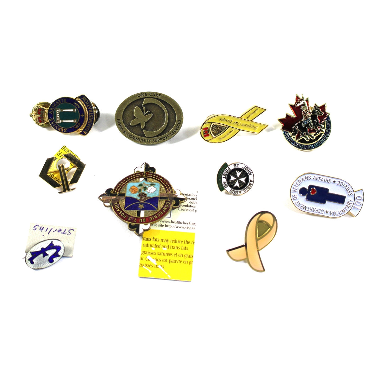 Lot of 10x Volunteer & Health Themed Pins, 10Pcs (1x Sterling ...