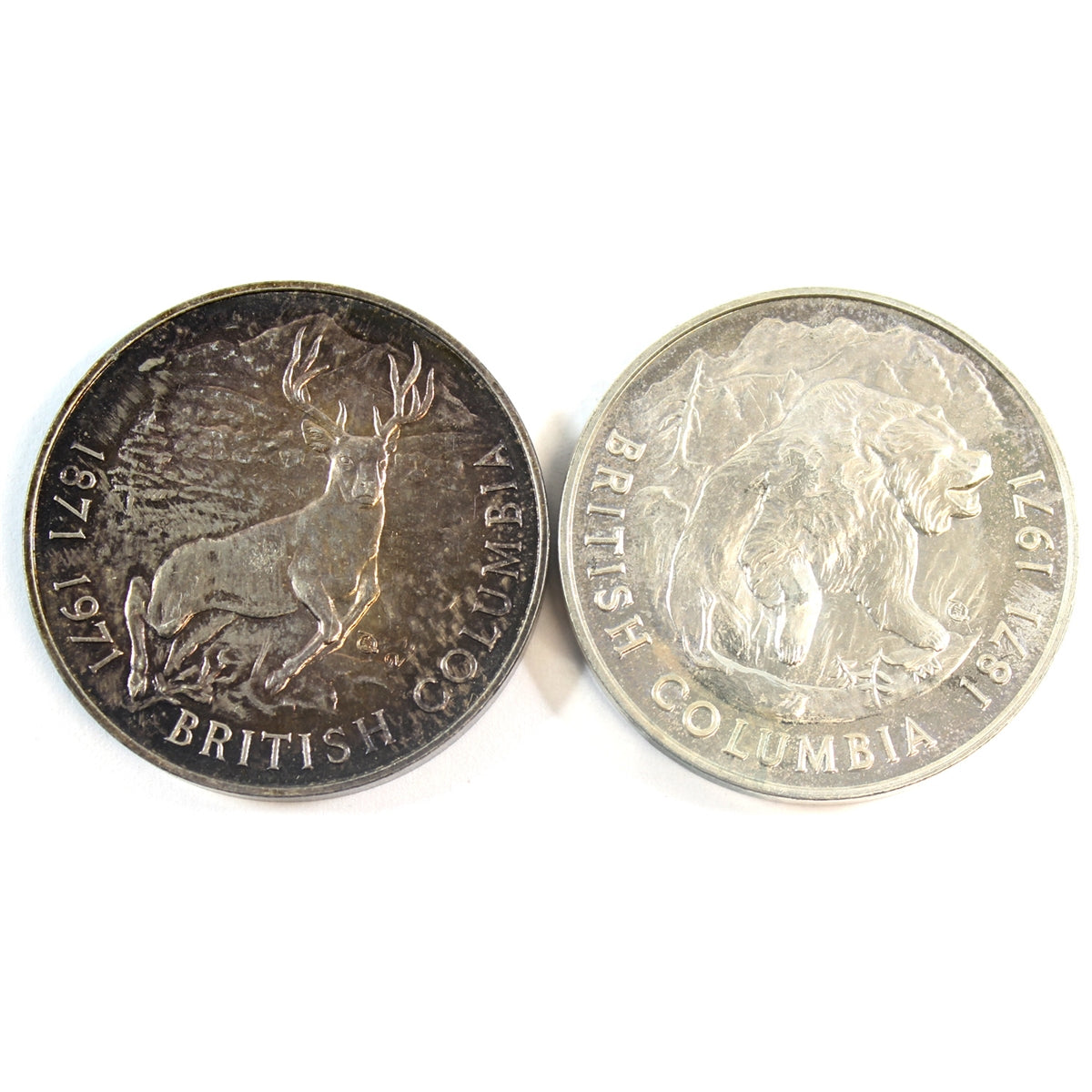 Pair of 1871-1971 British Columbia Commemorative Silver Tokens, 2Pcs ...