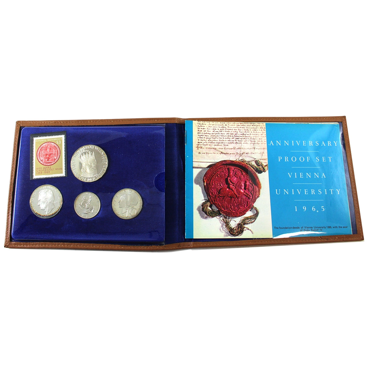 Austria 1965 Vienna University Anniversary Silver Proof Set with Stamp ...