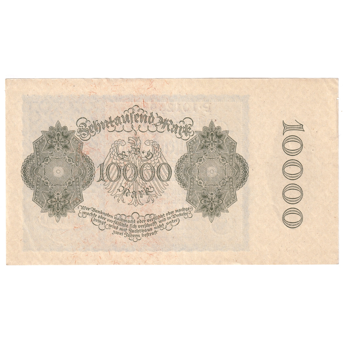 Germany 1922 Pick #72 10,000 marks Banknote AU-UNC (AU-55) Tear ...