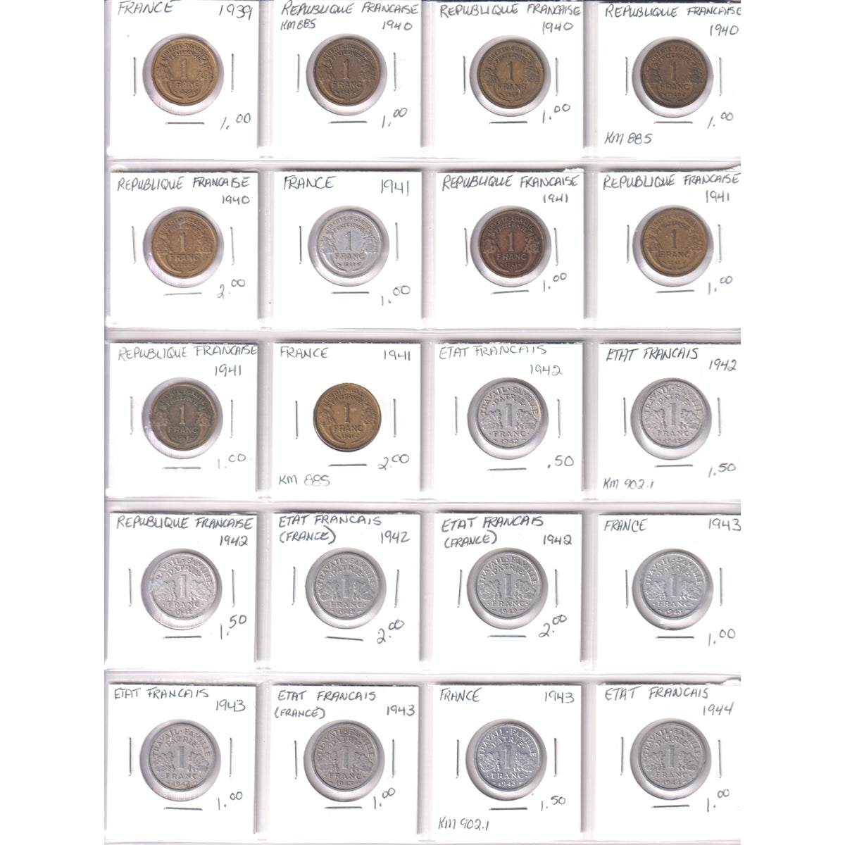 Lot of 60x France Coins & Tokens, 1920s-1985, 60Pcs (Most in multiple ...