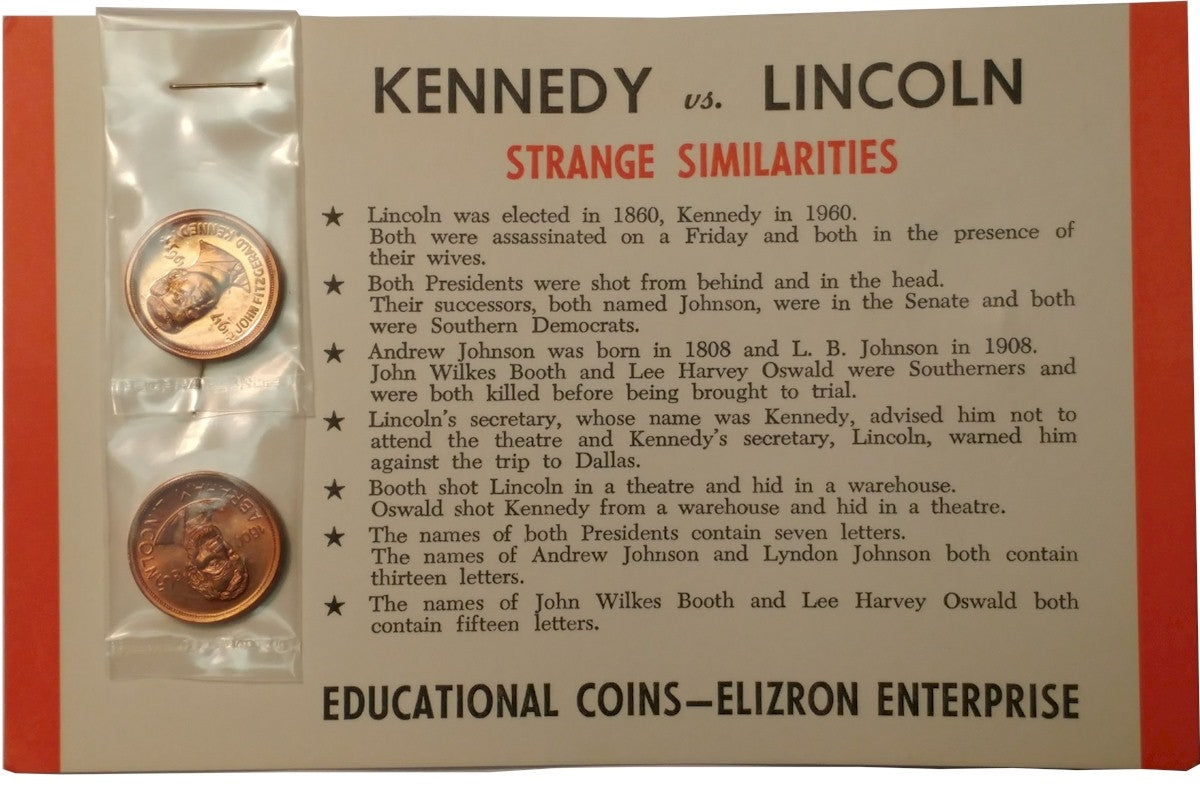 Kennedy vs. Lincoln: Strange Similarities Card with 2x Copper Medallio ...