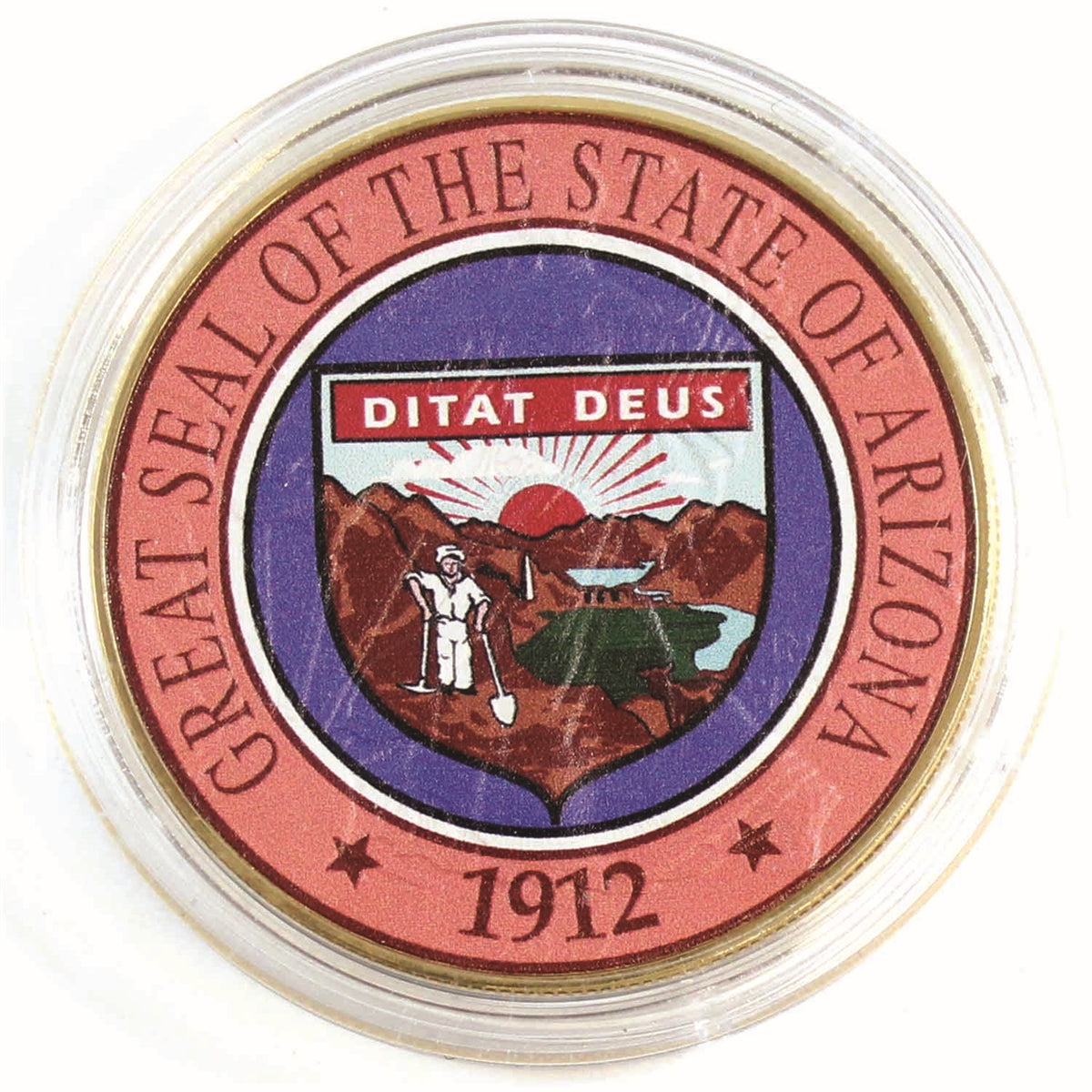 USA Silver Eagle $1 with Great Seal of Arizona Colouring & Gold Platin ...