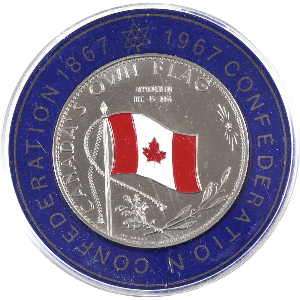 1867-1967 Canada's Own Flag & Centennial Enamelled with holder (nickel ...