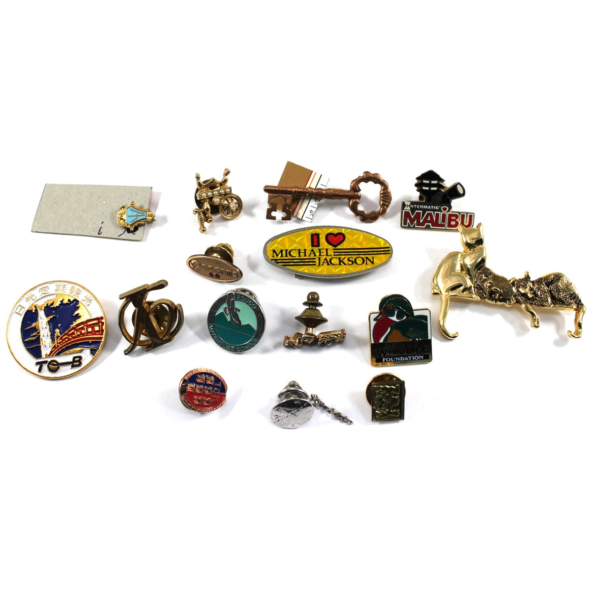Grab Bag of 15x Assorted Pins Including Cute Cats & Mysterious Key, 15 ...