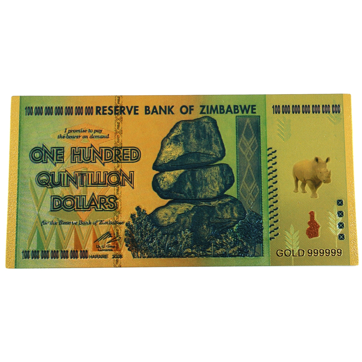 Zimbabwe One Hundred Quintillion Dollar Replica Foil Notes – Colonial ...