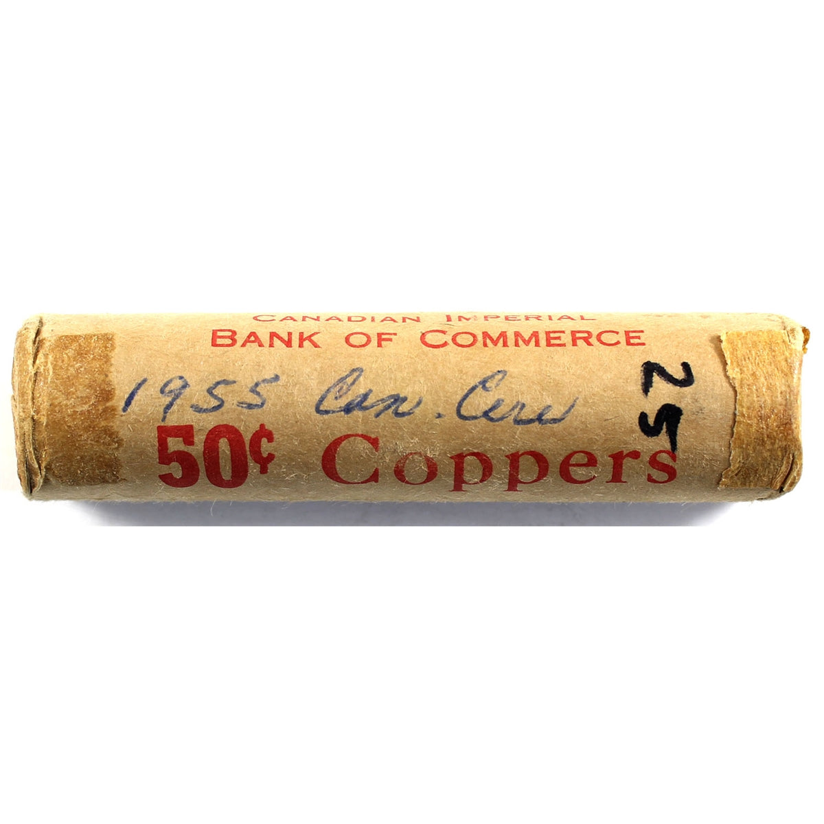 1955 Canada Elizabeth II 1-cent Roll of 50Pcs, Circulated to Average C ...