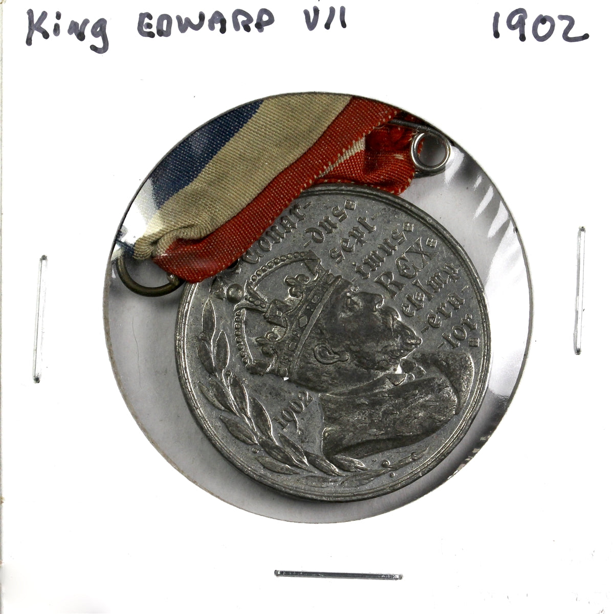 1902 King Edward VII Coronation Medal with Ribbon: Eduardus septimus R ...