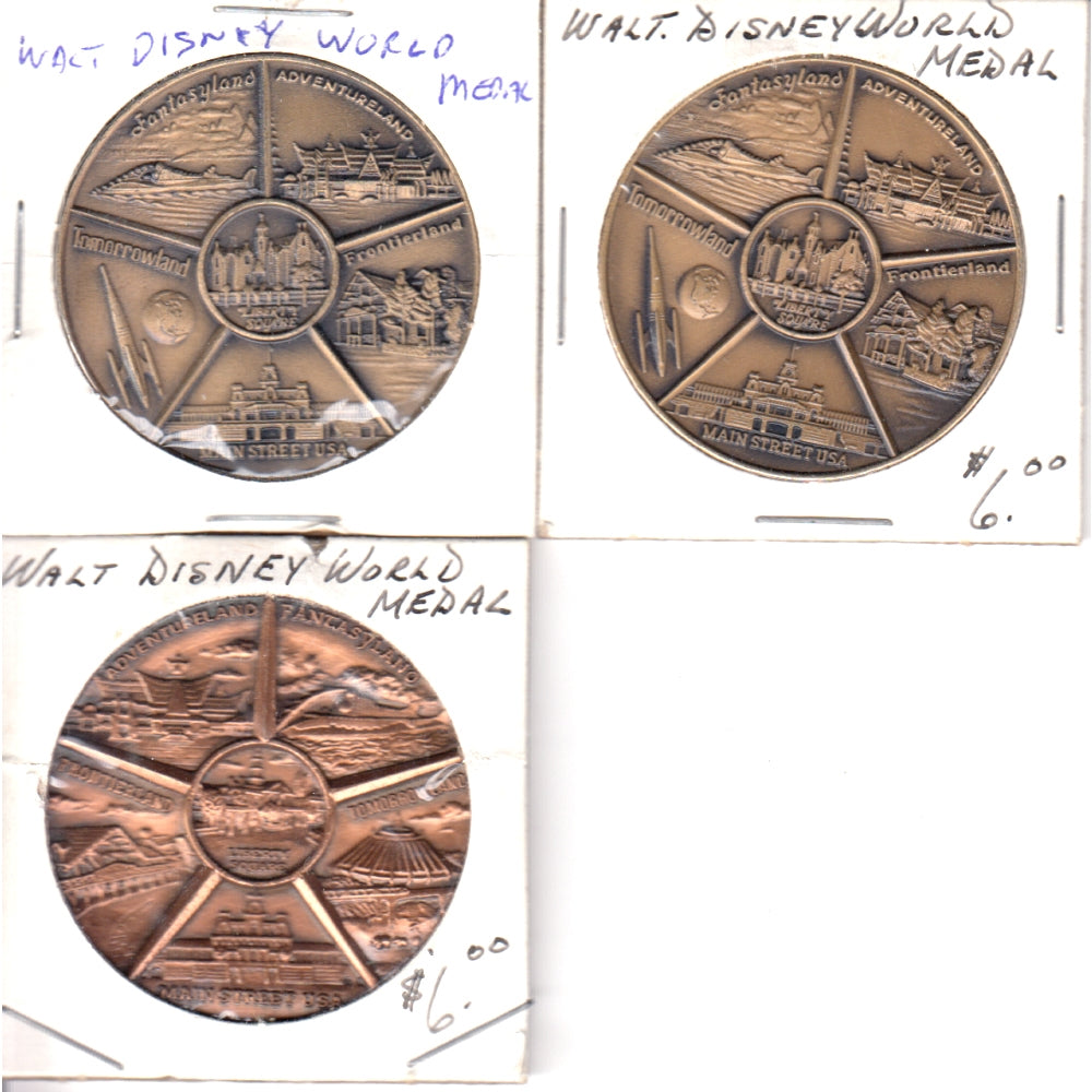 SP1233 Lot of Bronze & Gold Coloured Walt Disney World Medals. 3pcs ...