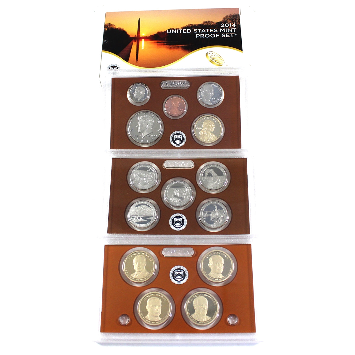 2014 S USA Proof Set (Lightly toned, scratch, light wear on sleeve ...