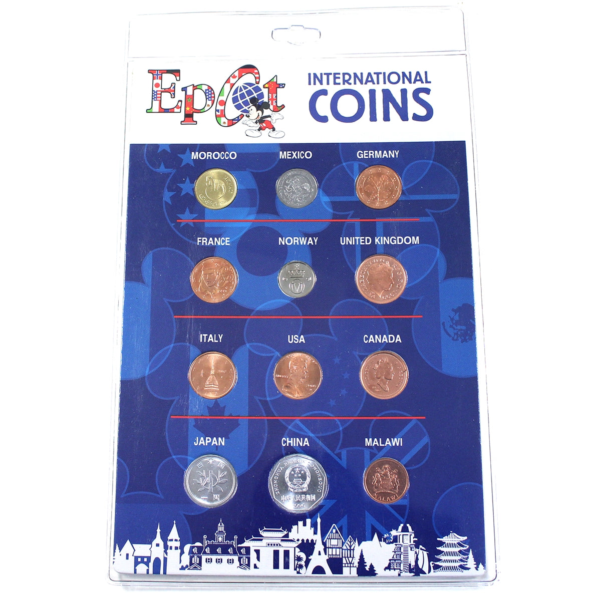 Set of 12x Uncirculated World Coins in EPCOT Card – Colonial Acres Coins