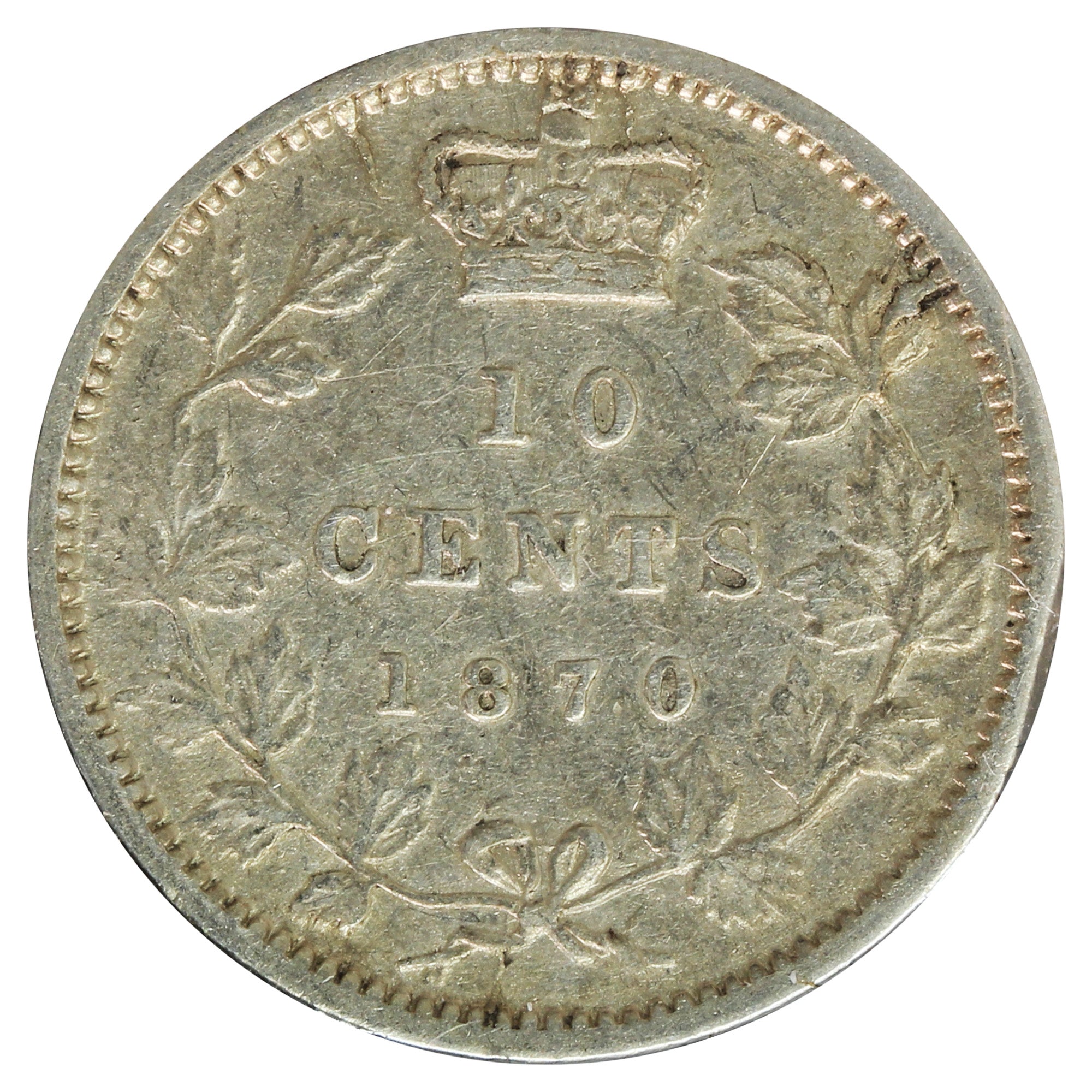 1870 Wide 0 Canada 10-cents Fine (F-12) Scratched – Colonial Acres Coins