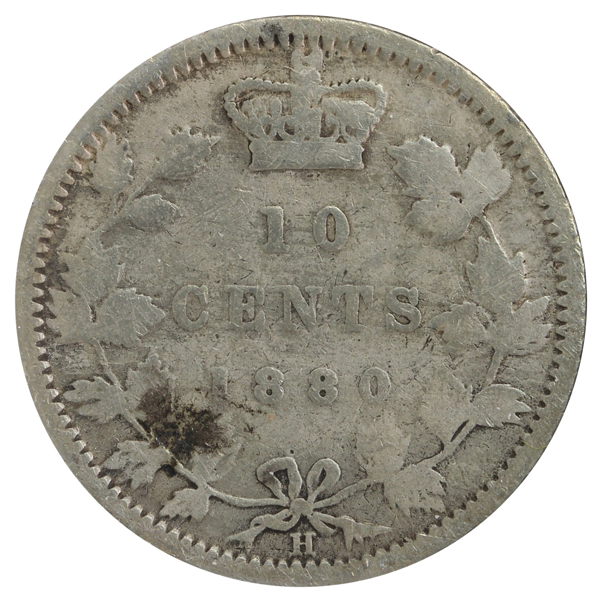 1880H Obv. 1 Canada 10-cents Good (G-4) Impaired – Colonial Acres Coins