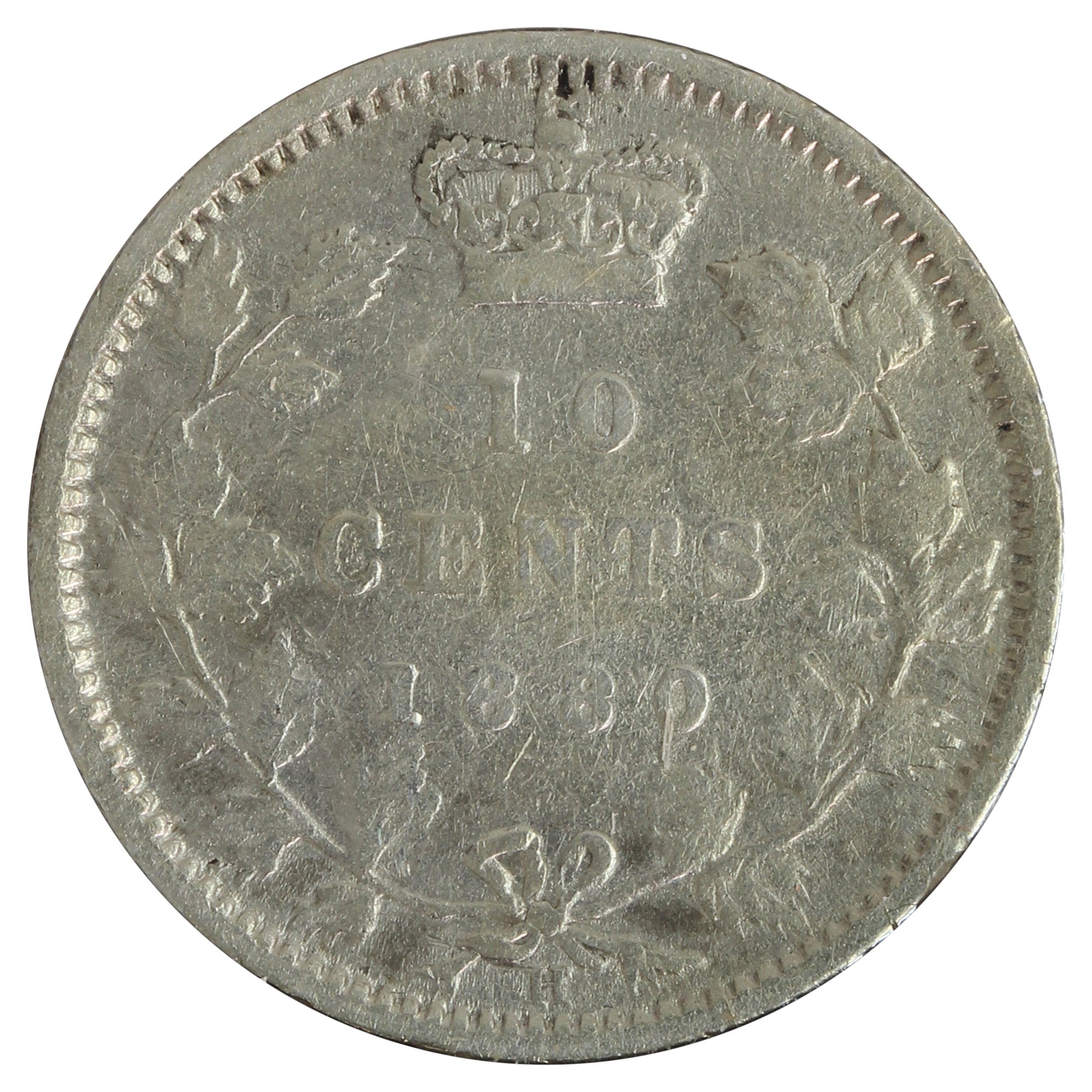 1880H Obv. 2 Canada 10-cents Fine (F-12) Bent – Colonial Acres Coins