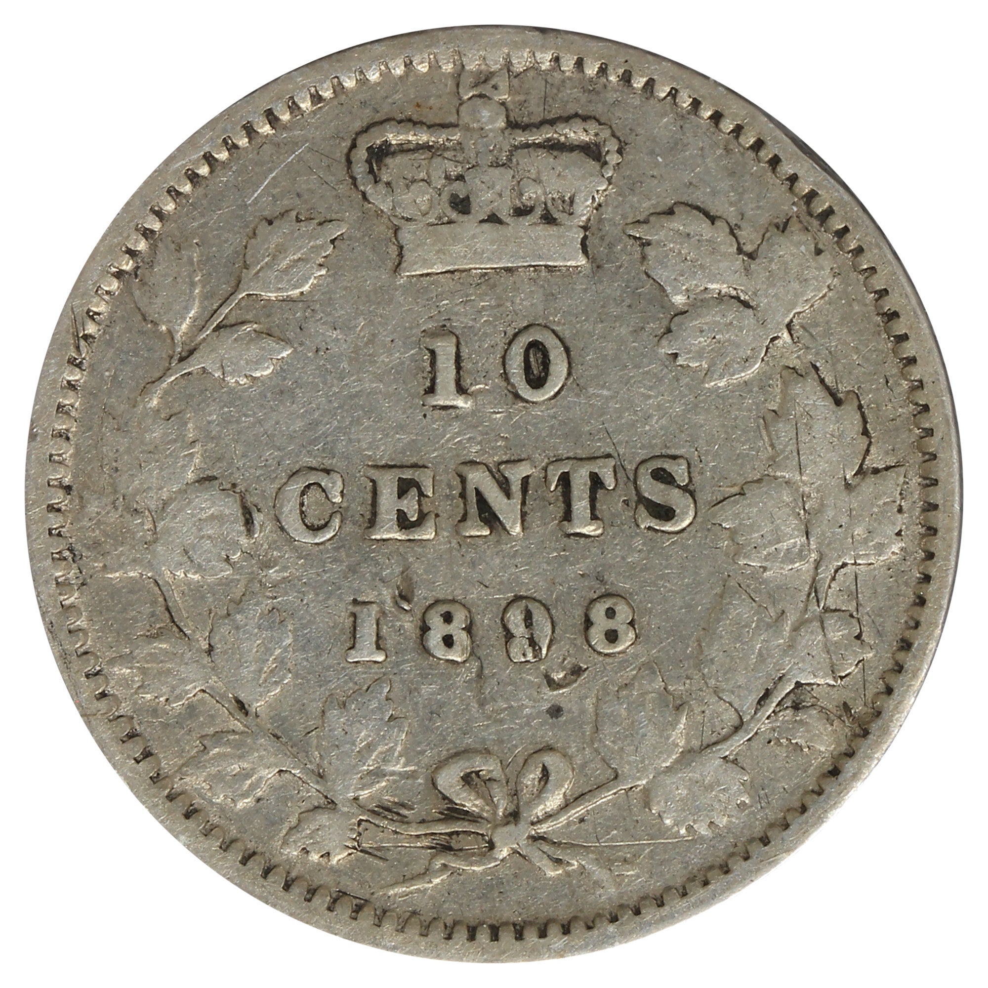 1898 Obv. 6 Canada 10-cents F-VF (F-15) Scratched – Colonial Acres Coins