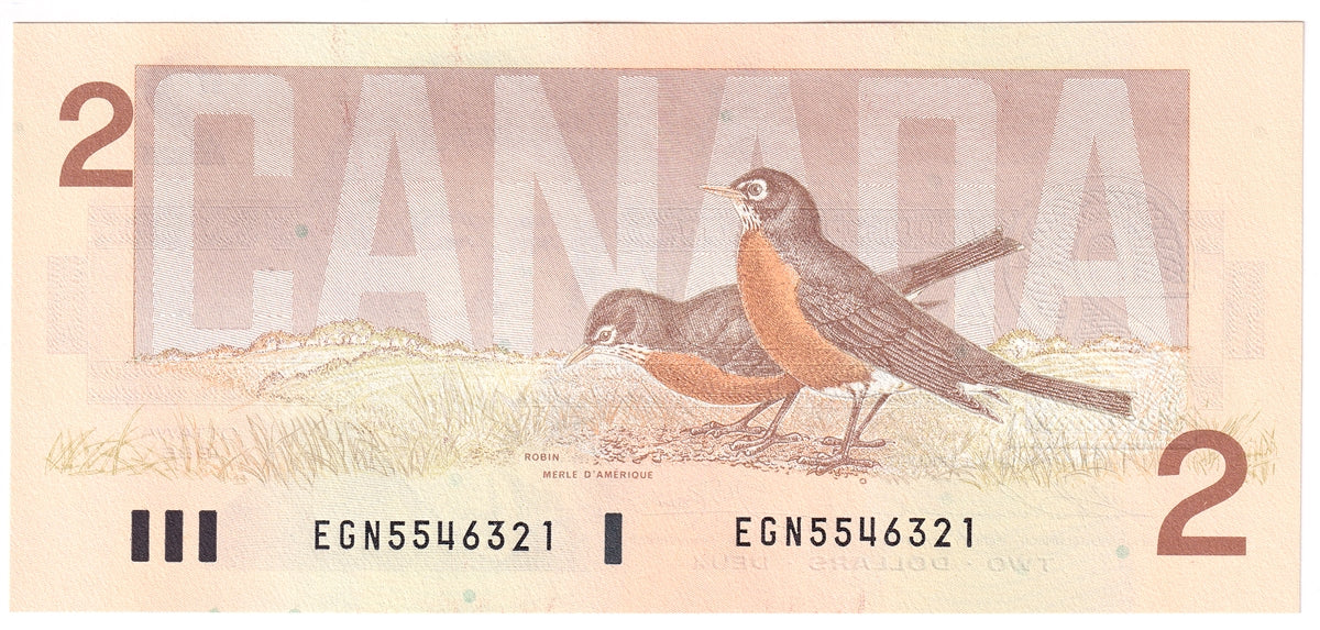 BC-55b-i 1986 Canada $2 Thiessen-Crow, EGN, CUNC – Colonial Acres Coins