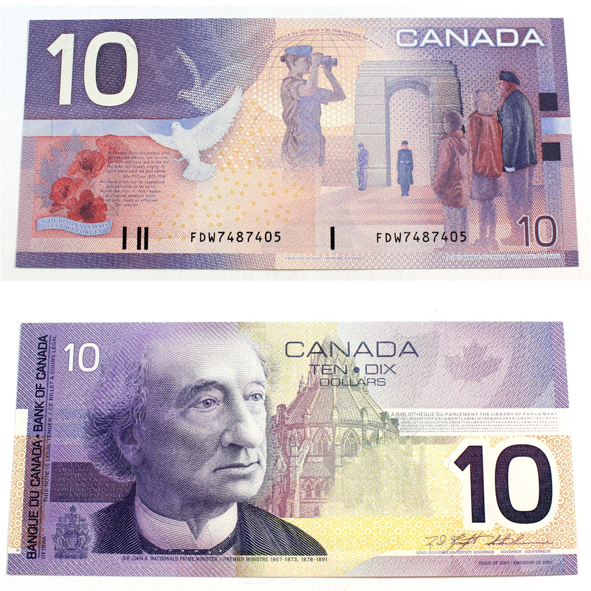 BC-63a 2000 Canada $10 Knight-Thiessen, FDW, Uncirculated (MS60 ...