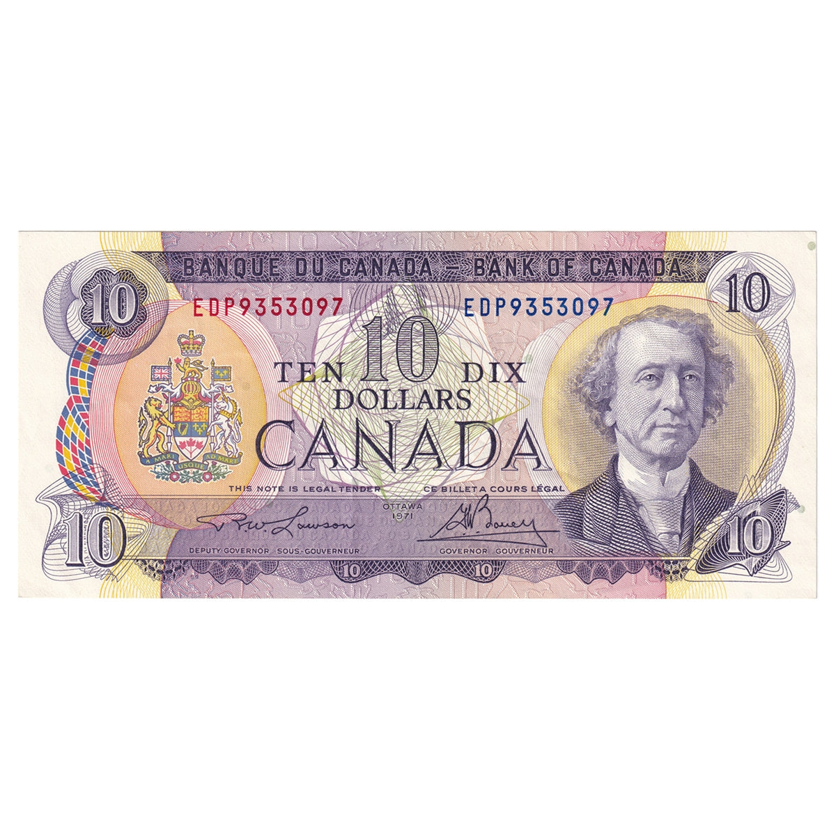 BC-49c-i 1971 Canada $10 Lawson-Bouey, EDP, EF-AU – Colonial Acres Coins