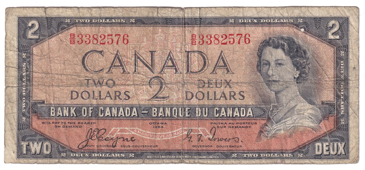 BC-30a 1954 Canada $2 Coyne-Towers, Devil's Face, B/B, Circ – Colonial ...
