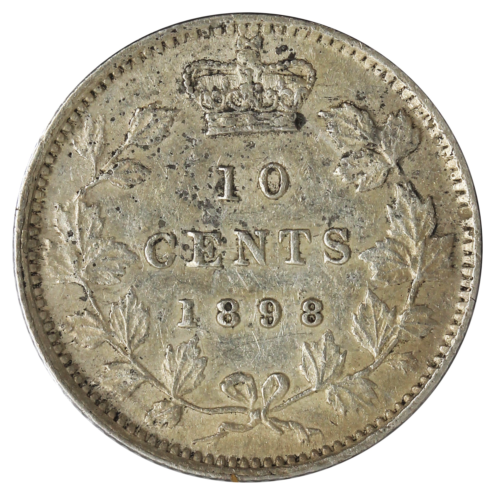 1898 Obv. 6 Canada 10-cents Extra Fine (EF-40) Pitting – Colonial Acres Coins