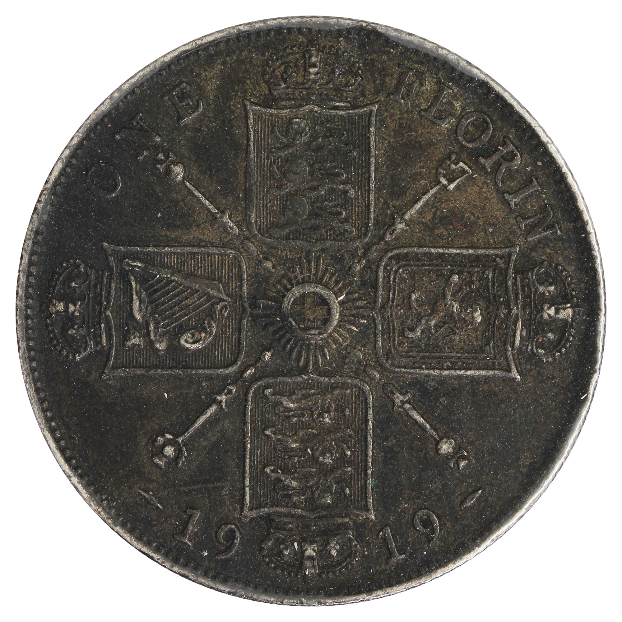 Great Britain 1919 Florin Extra Fine (EF-40) Toned – Colonial Acres Coins