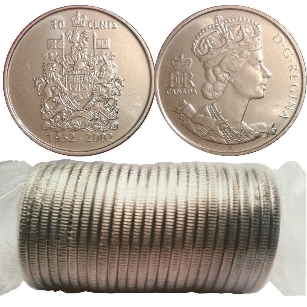 2002P Canada Jubilee Commemorative 50-cent Original Roll of 25pcs ...