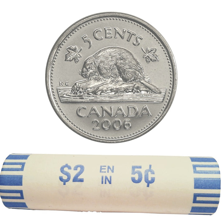 2006 No P Canada 5-cent Original Roll of 40pcs – Colonial Acres Coins