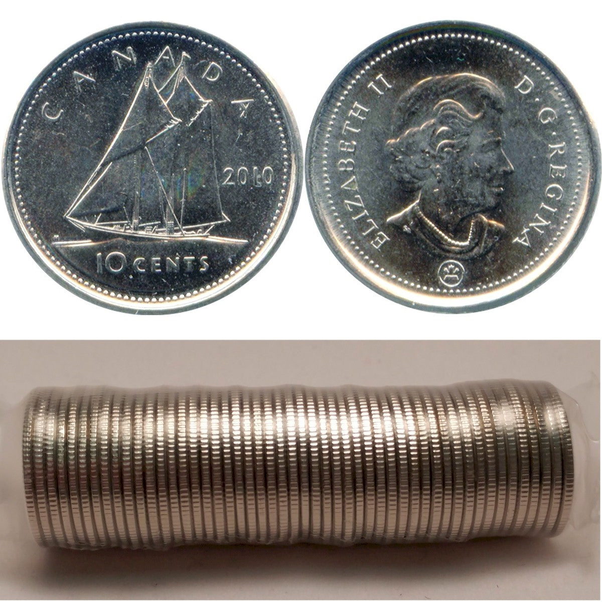 2010 Canada 10-cent Original Roll of 50pcs – Colonial Acres Coins