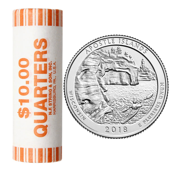 2018-D USA National Parks Quarter - Apostle Islands Original Roll of 4 ...