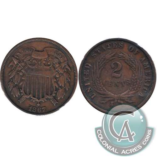 1867 USA 2 Cents Very Fine (VF-20) – Colonial Acres Coins