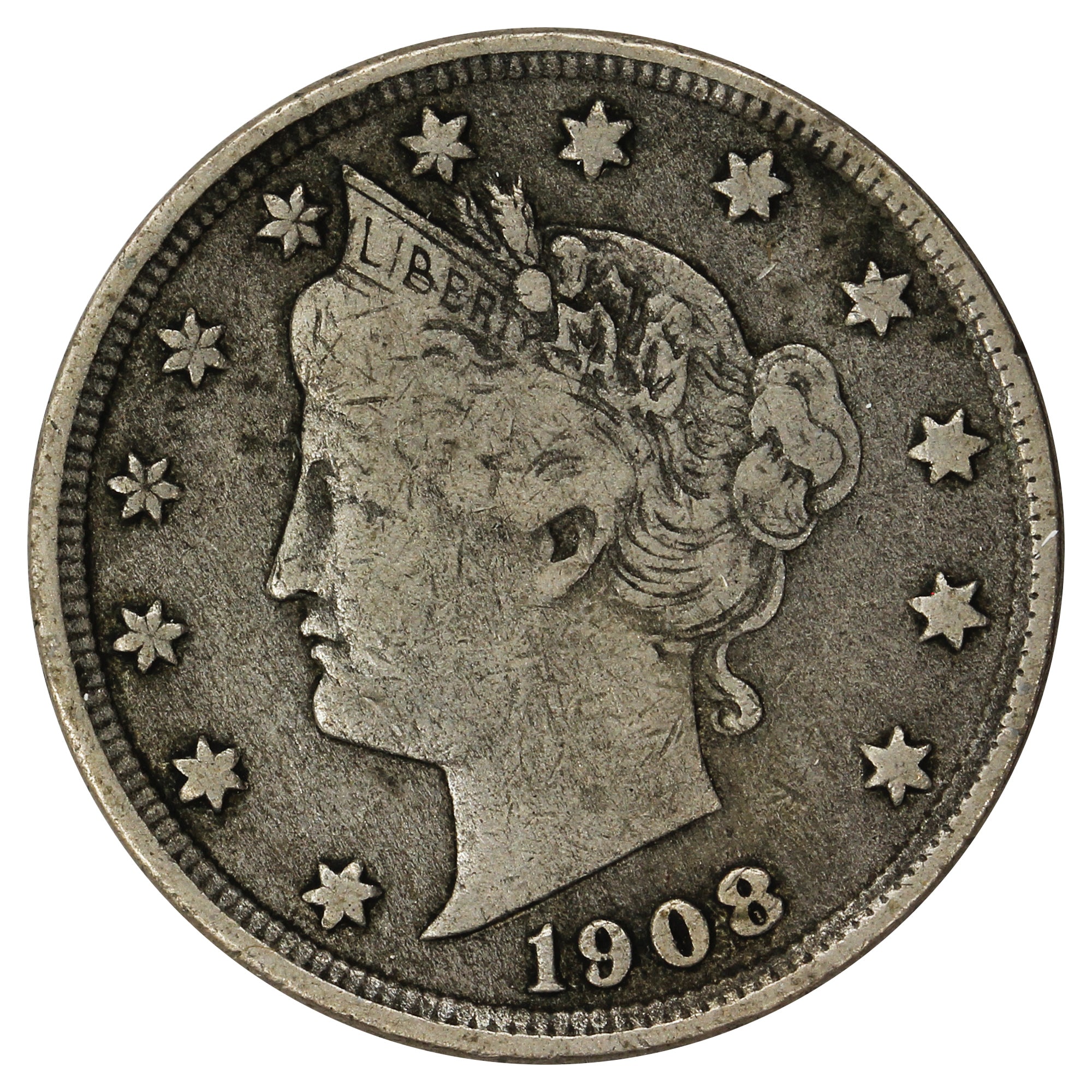 1908 USA Nickel Fine (F12) – Colonial Acres Coins