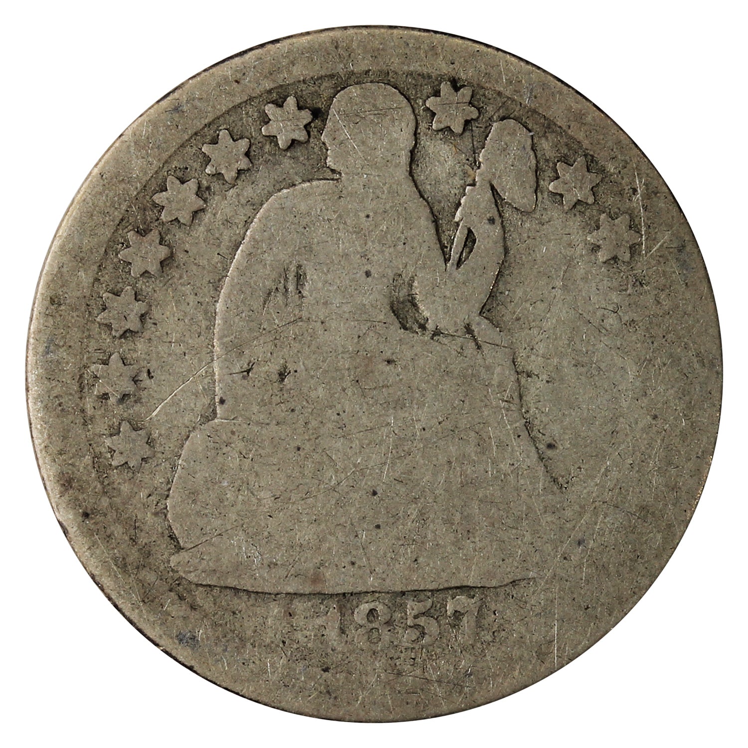 1857 USA Dime About Good (AG3) – Colonial Acres Coins