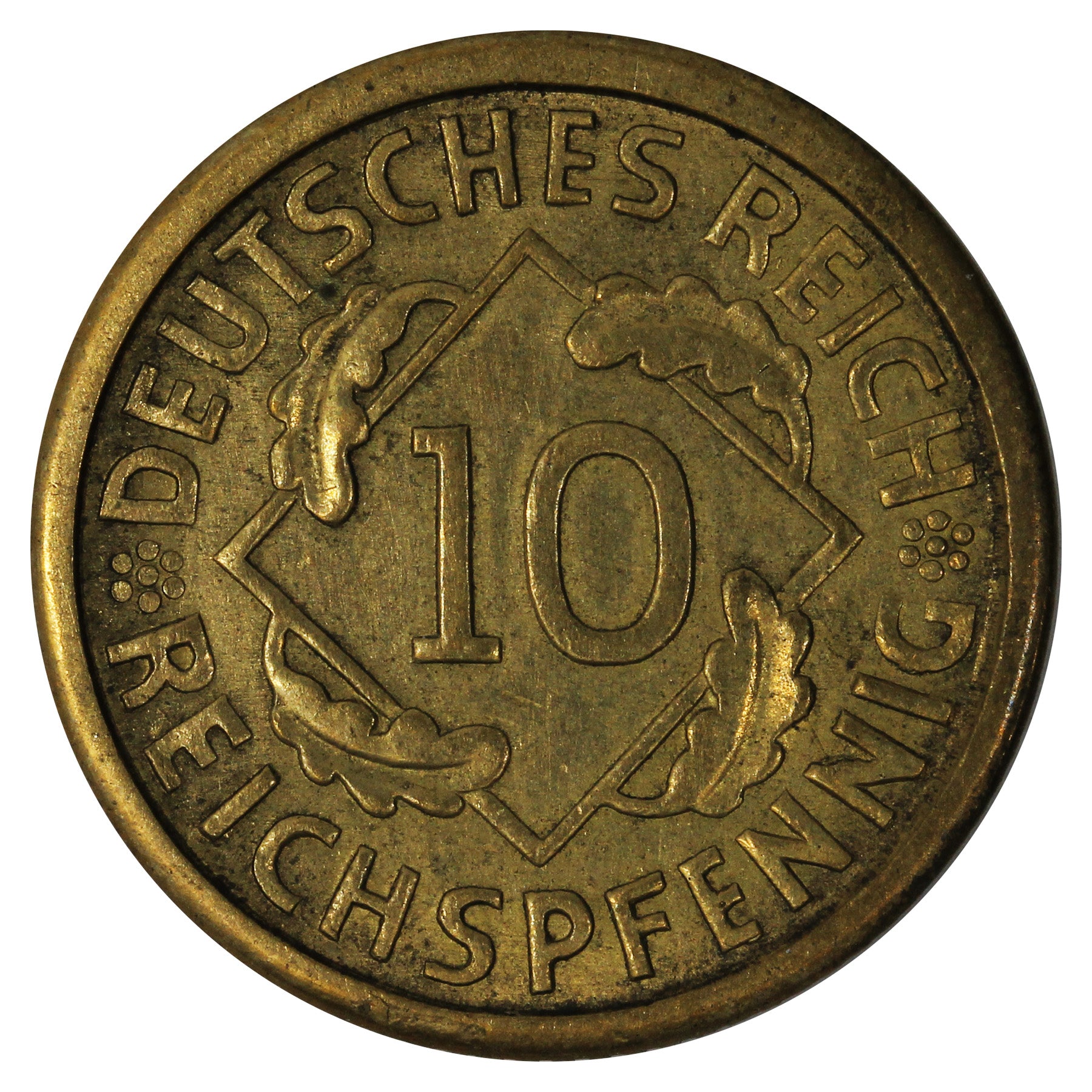 German Weimar Republic 1926A 10 Pfennig Almost Uncirculated (AU50 ...