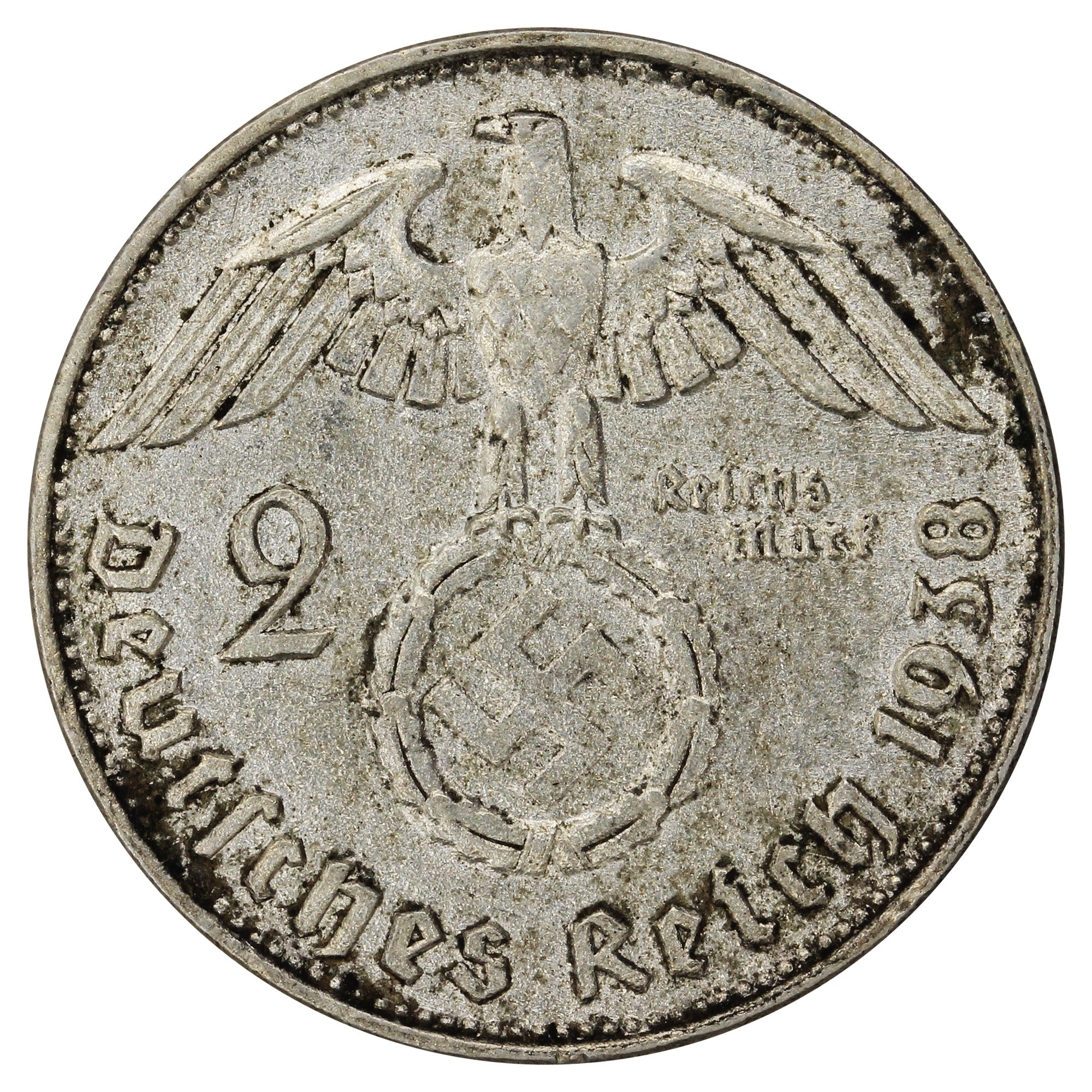 German Third Reich 1938B 2 Marks EF-AU (EF45) – Colonial Acres Coins
