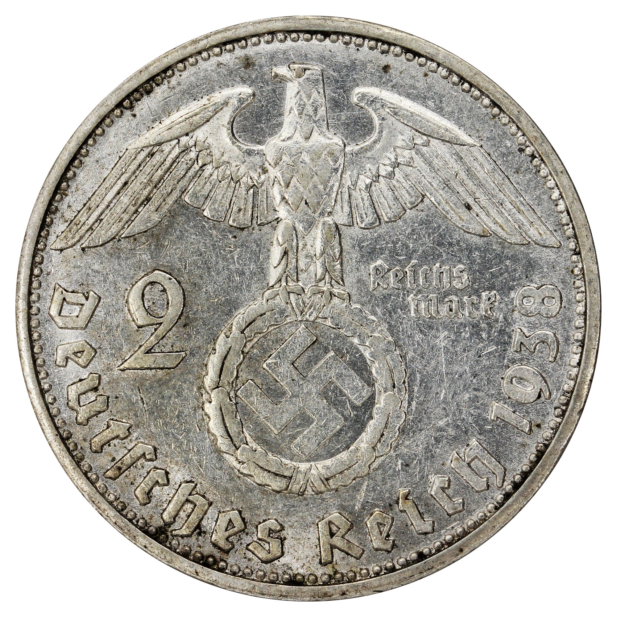 German Third Reich 1938G 2 Marks EF-AU (EF45) – Colonial Acres Coins