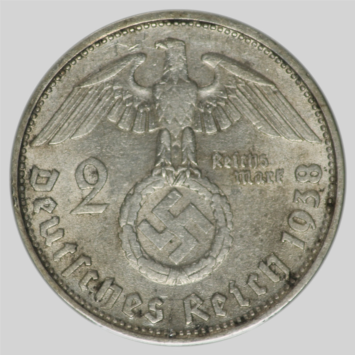 German Third Reich 1938D 2 Marks Extra Fine (EF40) – Colonial Acres Coins
